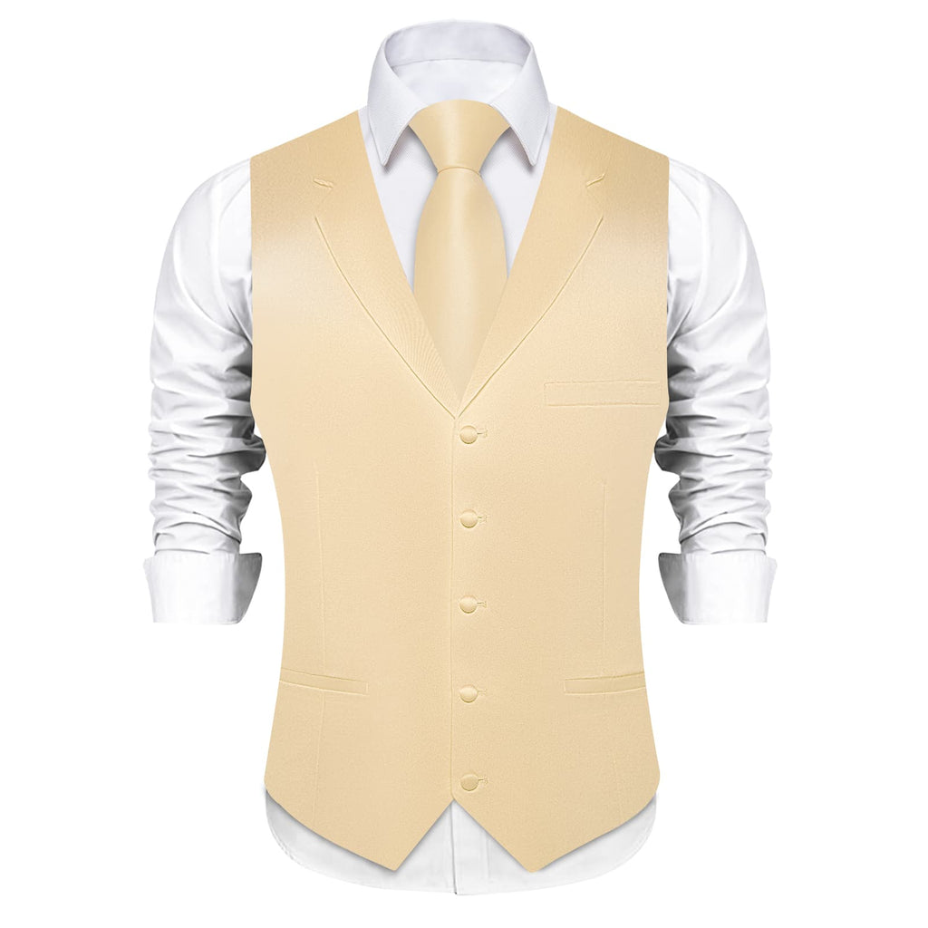 DiBanGu Tuxedo Waistcoat Champagne Solid Mens Business Casual Vest Top– DiBanGuStore