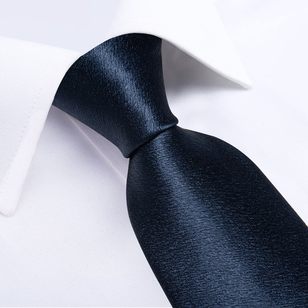 Dibangu Silk Tie Deep Blue Solid Mens Tuxedo Work Dresses Suit Tie Set ...