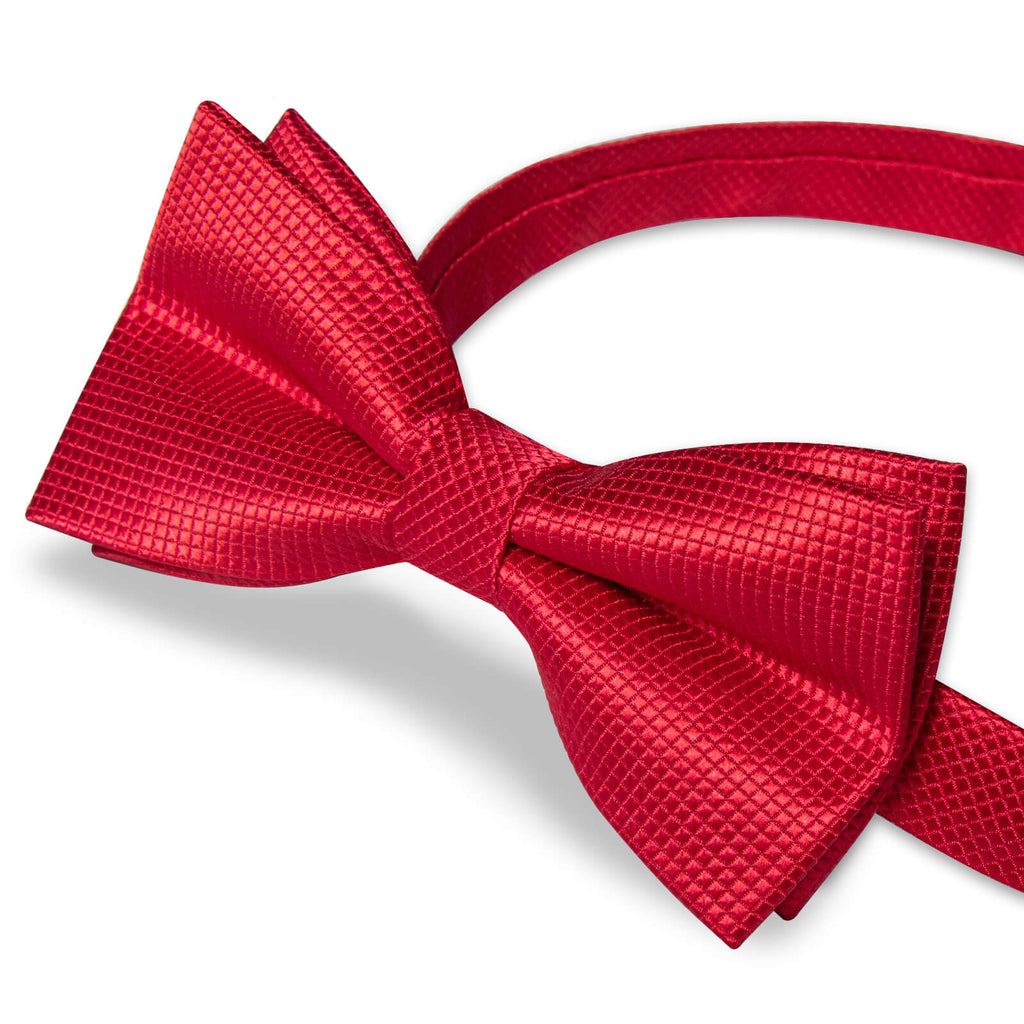 DiBanGu Kids Bow Tie Candy Red Plaid Silk Pre-Bow Tie Hanky Set ...