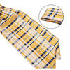 Yellow Blue Striped Silk Cravat Woven Ascot Tie Pocket Square Handkerc ...