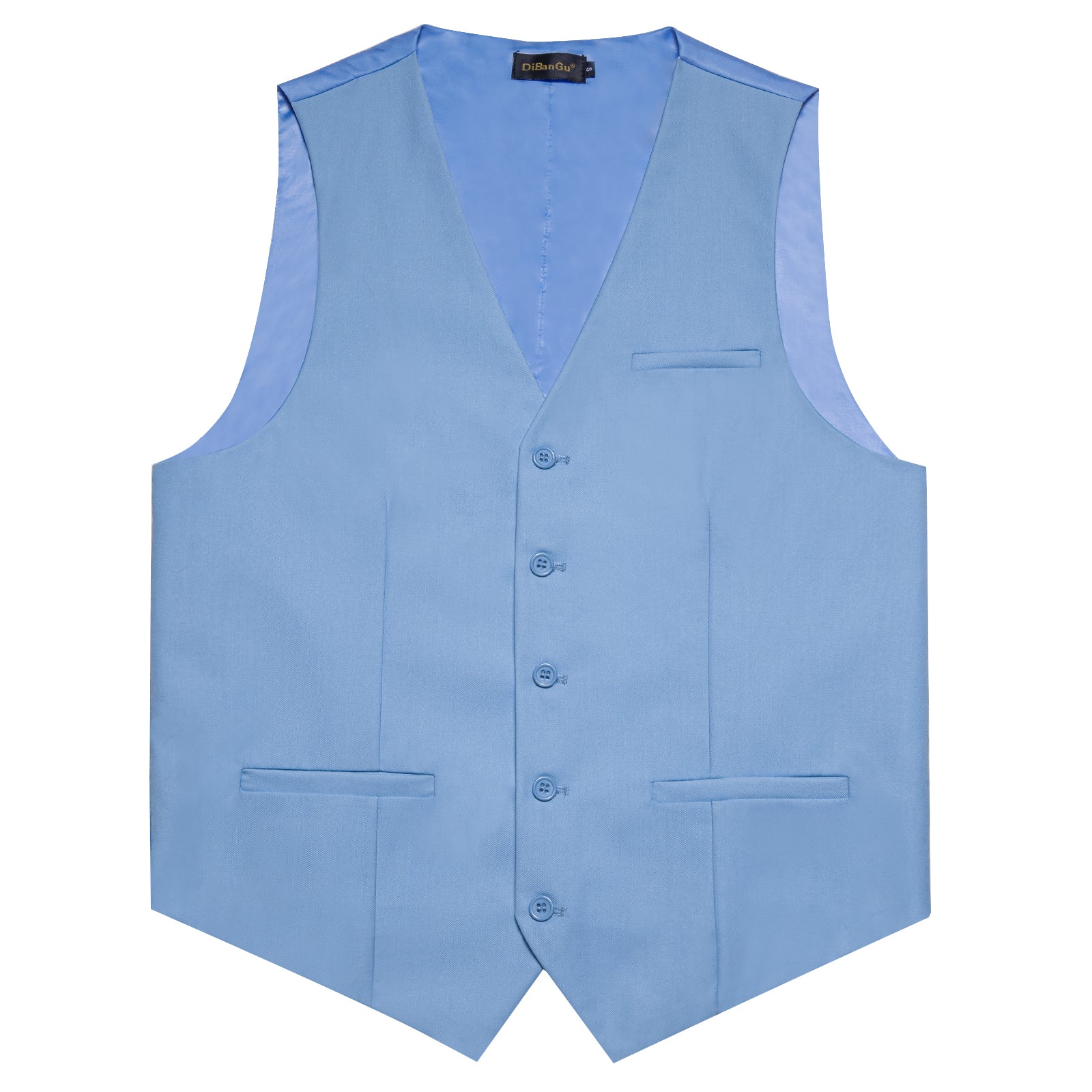 Sky Blue Solid Vest Black Striped Tie Set – DiBanGuStore
