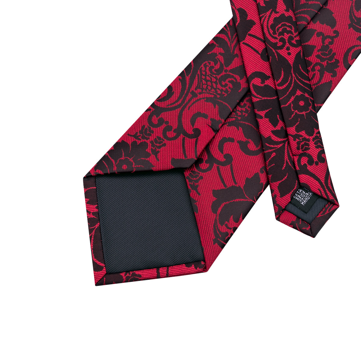 Black Red Floral Tie Handkerchief Cufflinks Set– DiBanGuStore